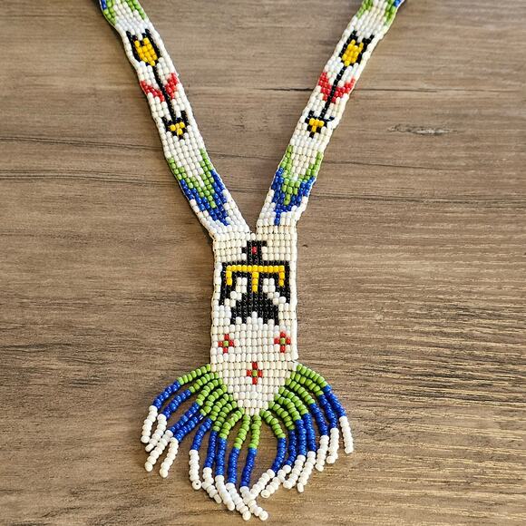 Vintage | Jewelry | Vintage Native American Thunderbird White Seed Bead ...